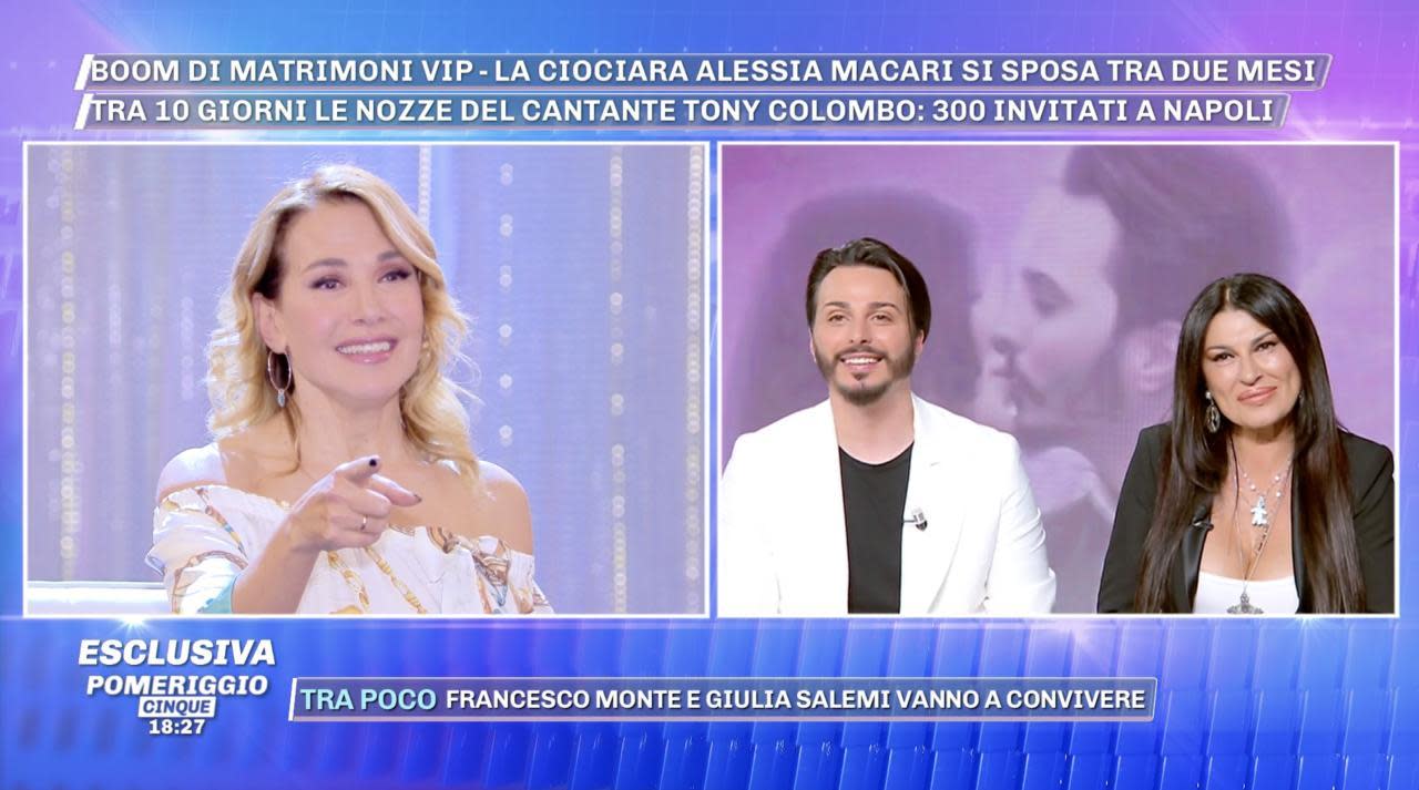 Pomeriggio Cinque, il matrimonio di Tony Colombo e Tina Rispoli ...